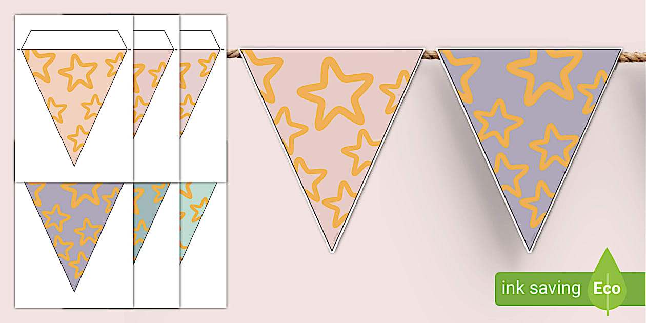 Muted Stars Display Bunting (teacher made) - Twinkl