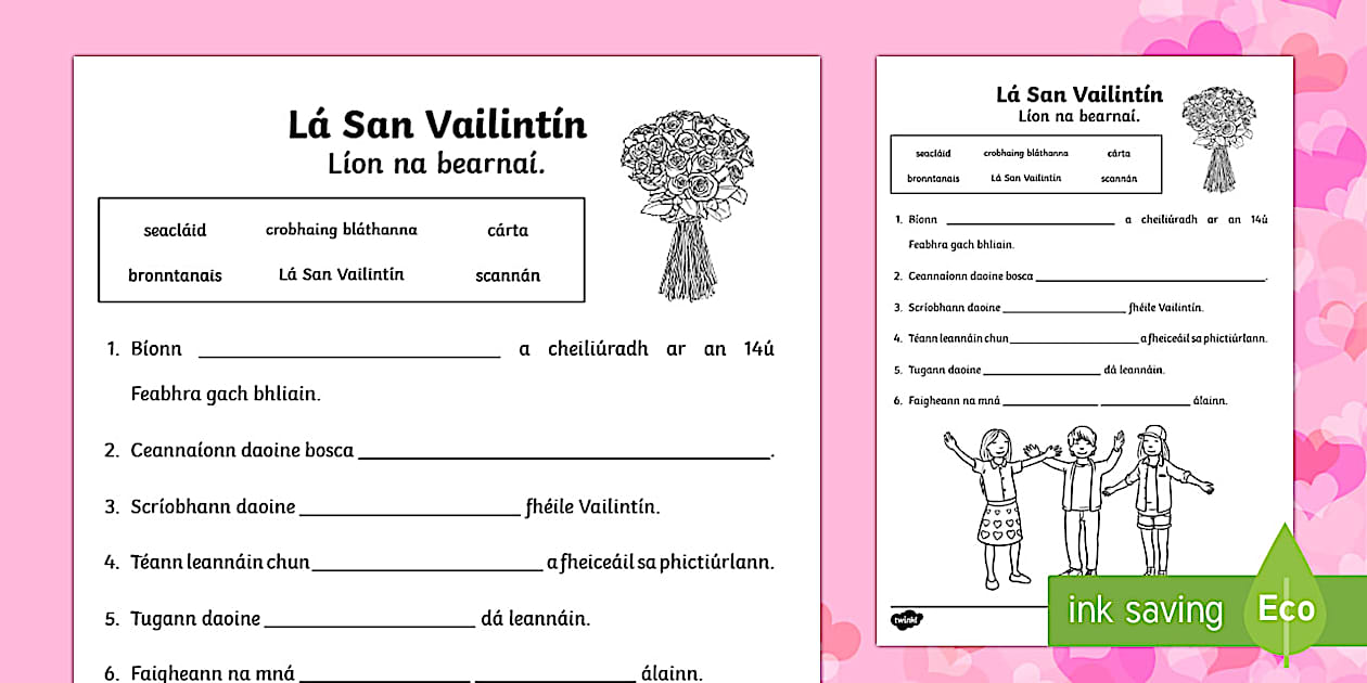 Valentine's Day Fill in the Blanks Worksheet / Worksheet