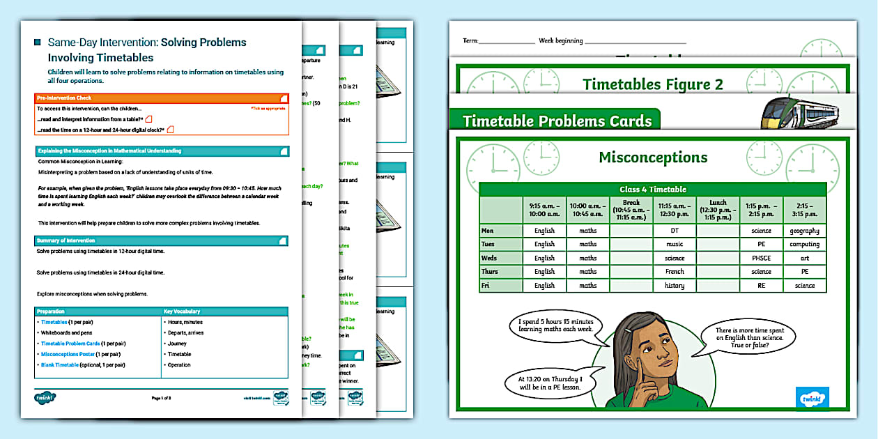 👉 Year 5 Intervention: Solving Problems Involving Timetables