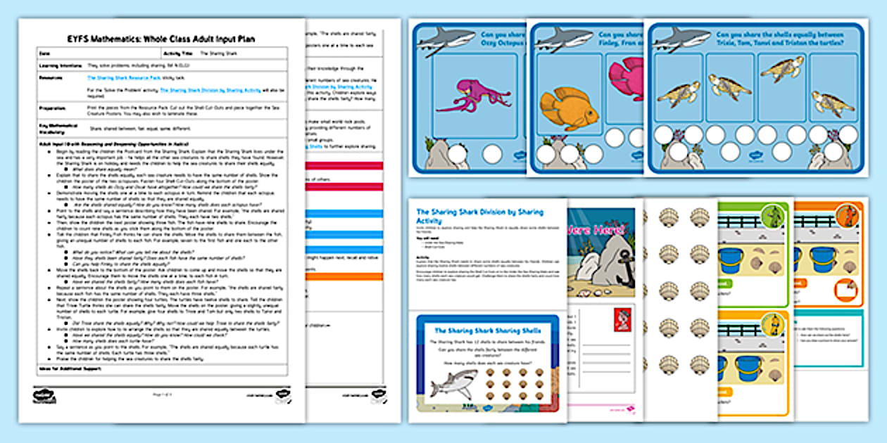 EYFS Maths: The Sharing Shark Whole Class Adult Input Plan and Resource ...
