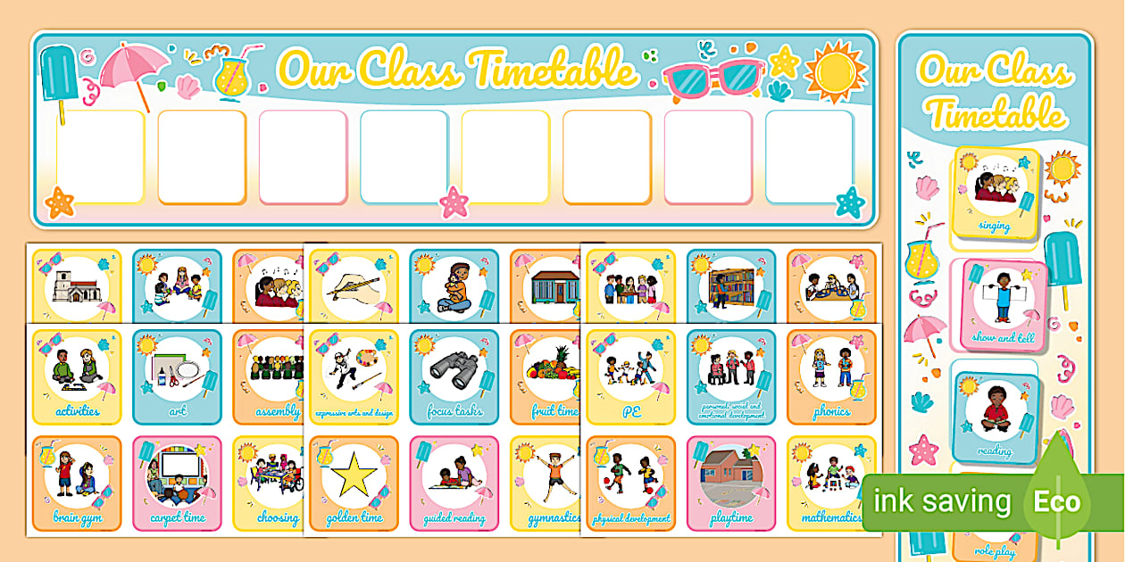 Summer Vibes Themed Reception Visual Timetable - Twinkl