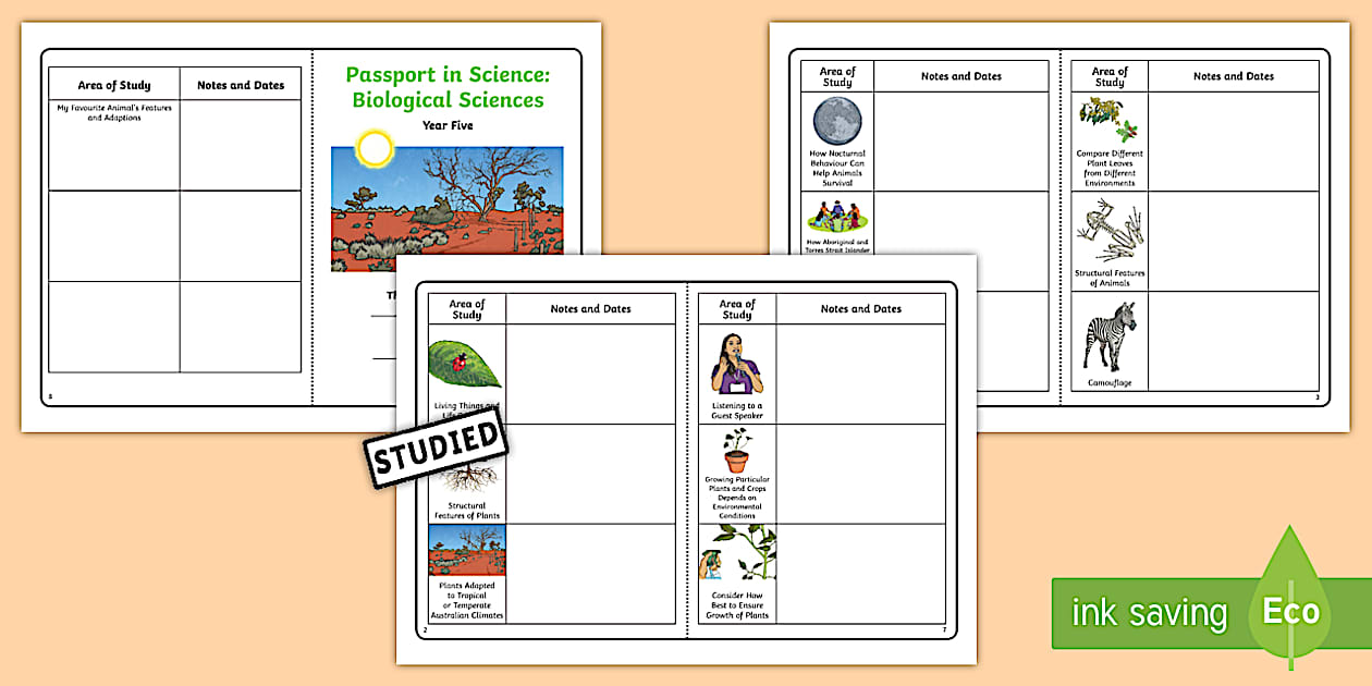 Year 5 Biological Sciences Passport Booklet - AC9S5U01