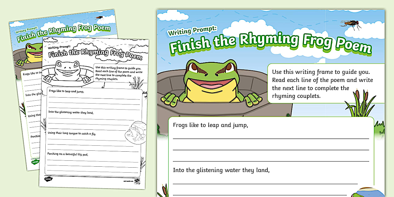 Writing Prompt: Finish the Rhyming Frog Poem (teacher made)