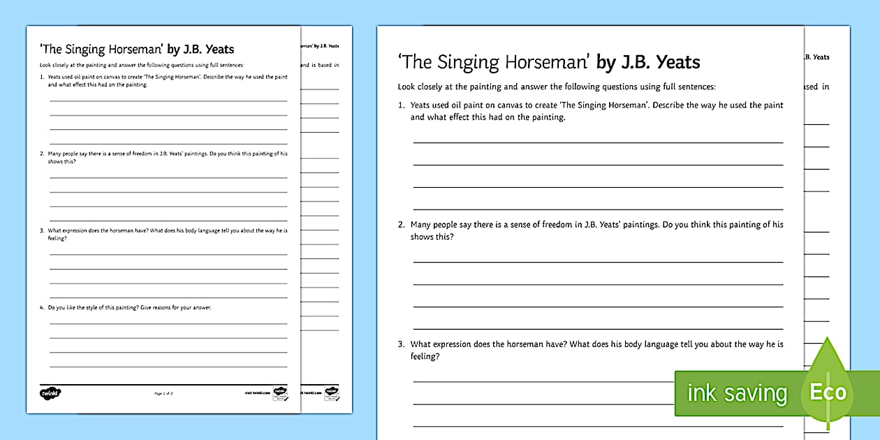 The Singing Horseman Art Appreciation Worksheet / Worksheet