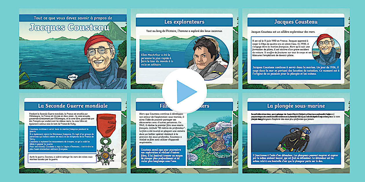 Jacques Cousteau - PowerPoint (teacher made) - Twinkl