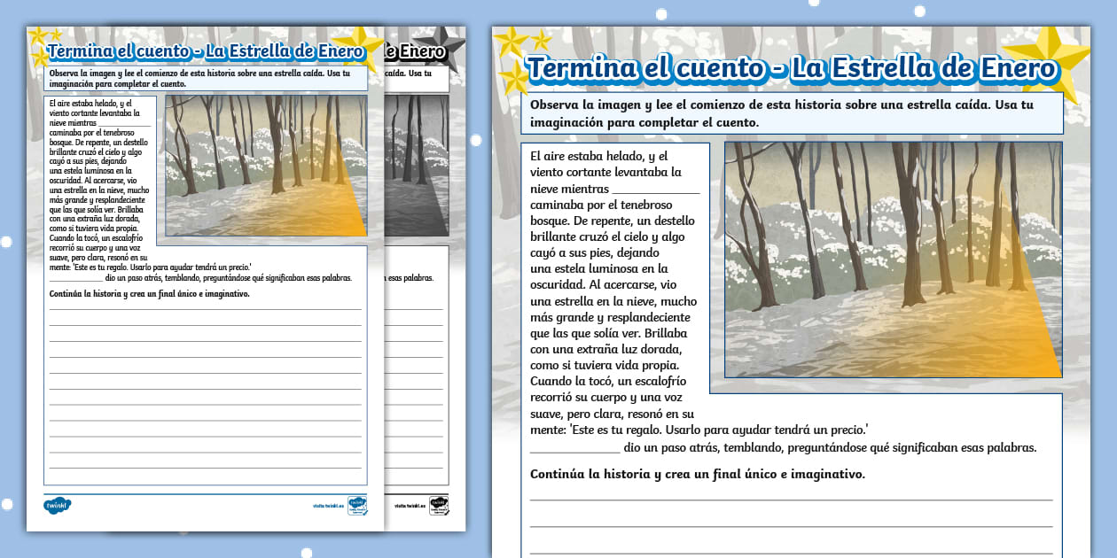 Ficha de actividad: Termina el cuento - La Estrella de Enero