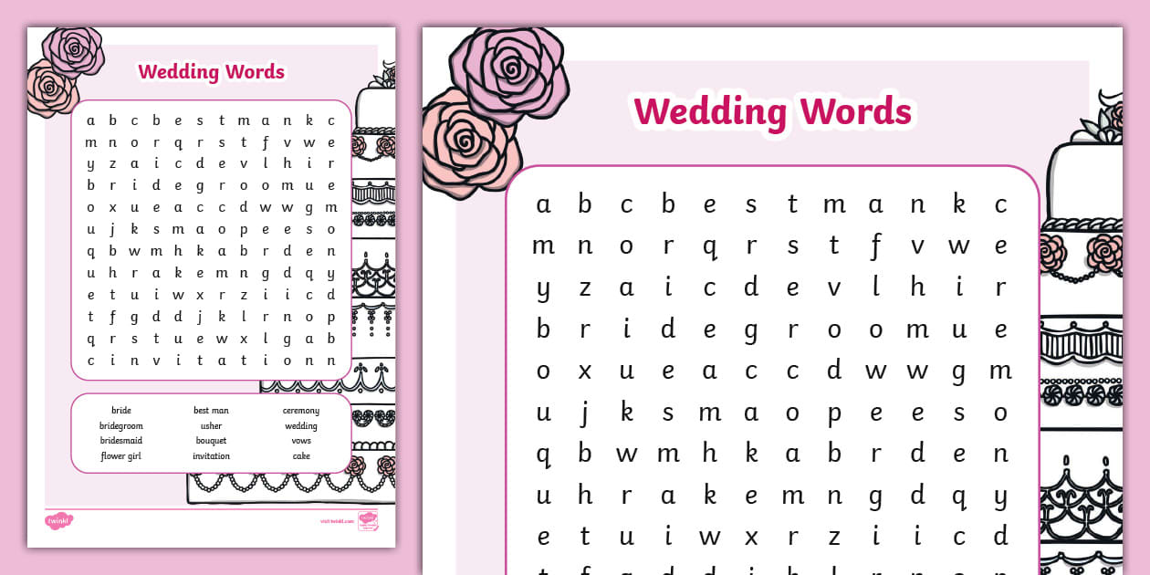 Wedding Word Search
