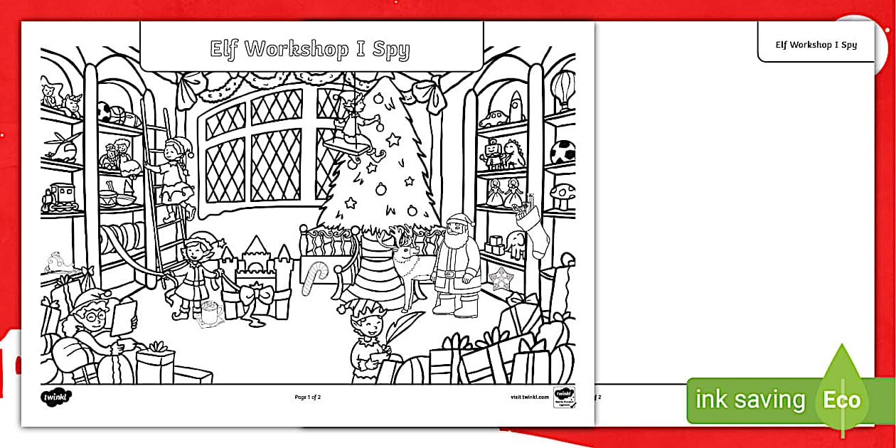 Elf Workshop Drawing - Christmas-Themed I Spy Game for Kids