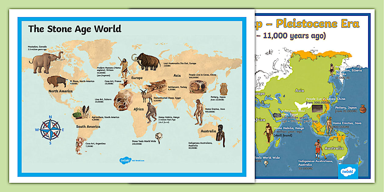 The Stone Age World Map Display Poster (Teacher-Made)
