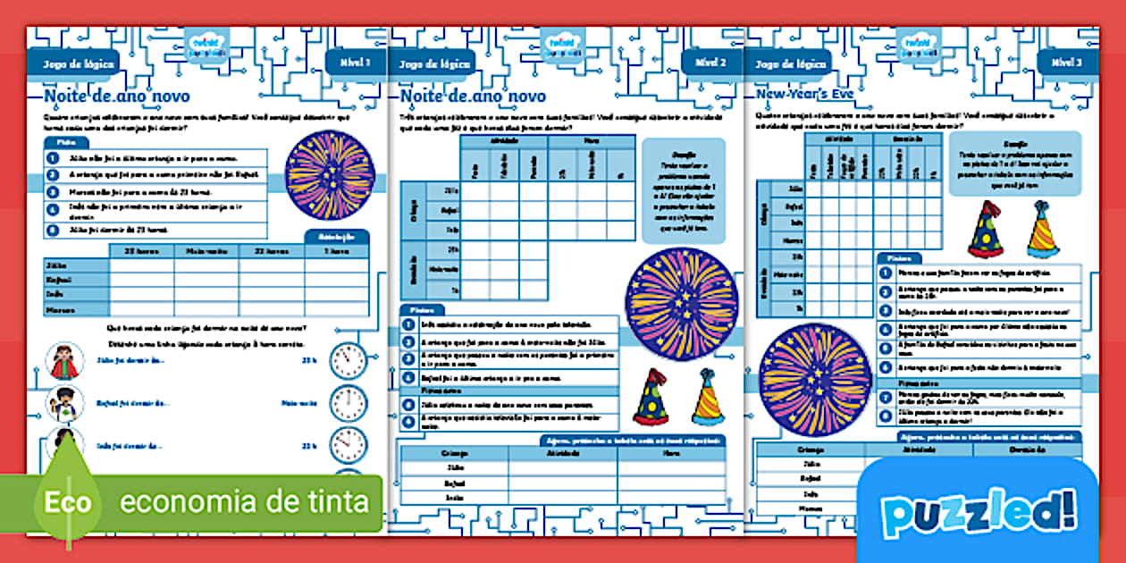 Jogo de lógica - Noite de ano novo (creat de profesori)