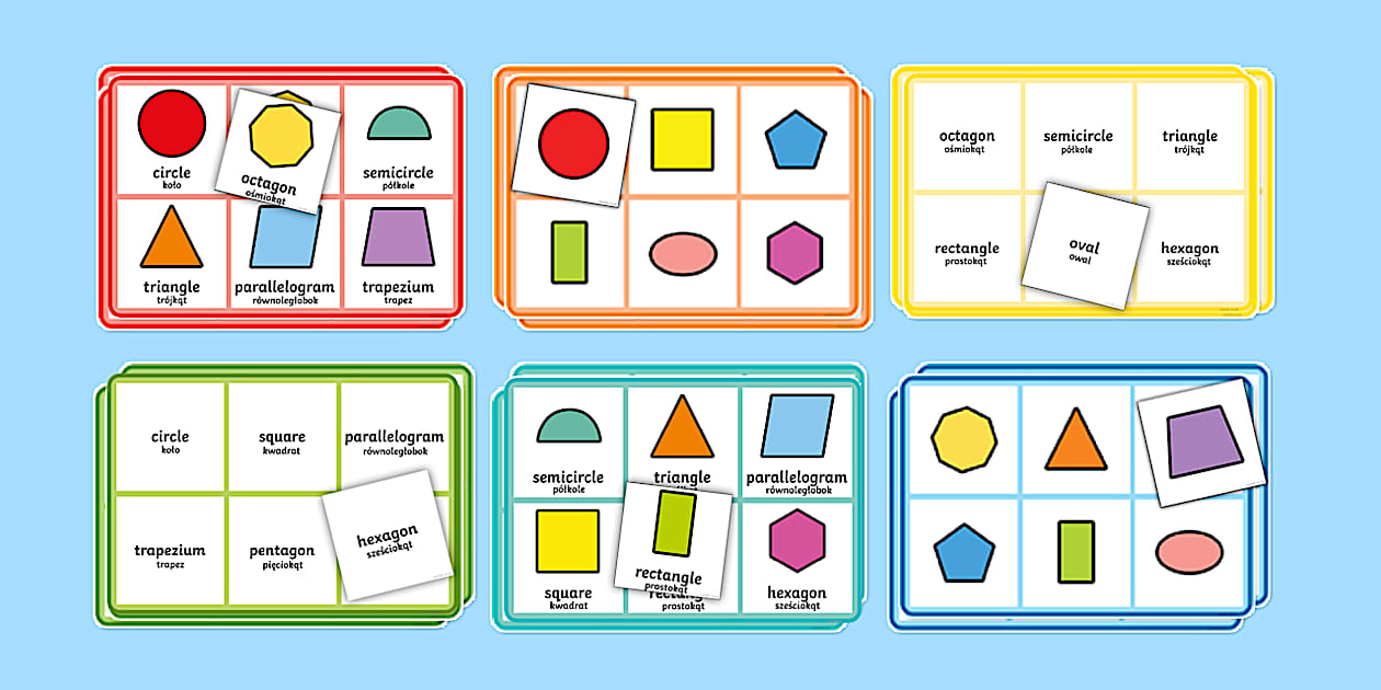 2D Shape Properties Bingo English/Polish (teacher made)