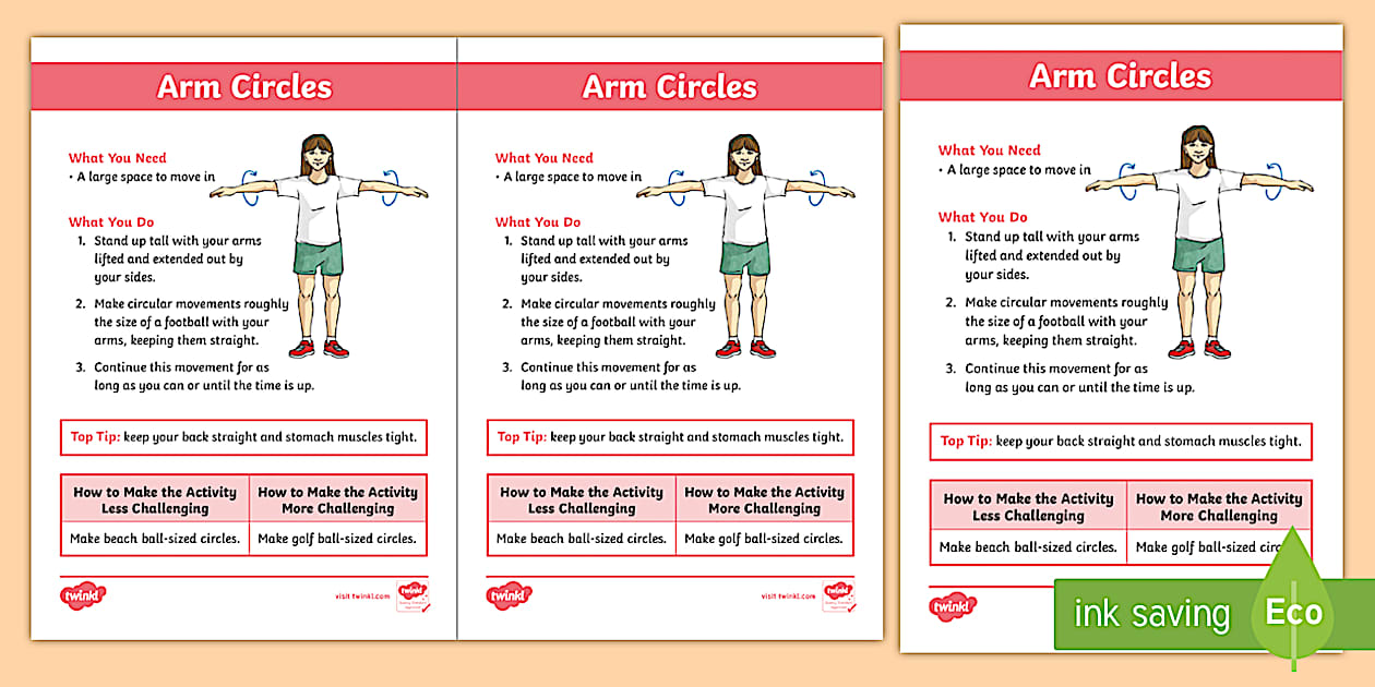 Arm Circles Circuit Card Pupil Knowledge Sheet - Twinkl