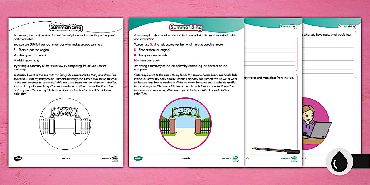 Reading Comprehension: Main Idea and Summarizing Activity