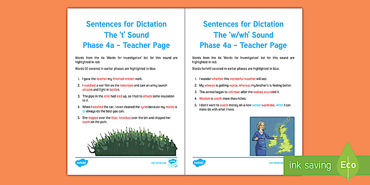 Northern Ireland Linguistic Phonics Stage 5 and 6, Phase 4a, 't' and 'w/wh'