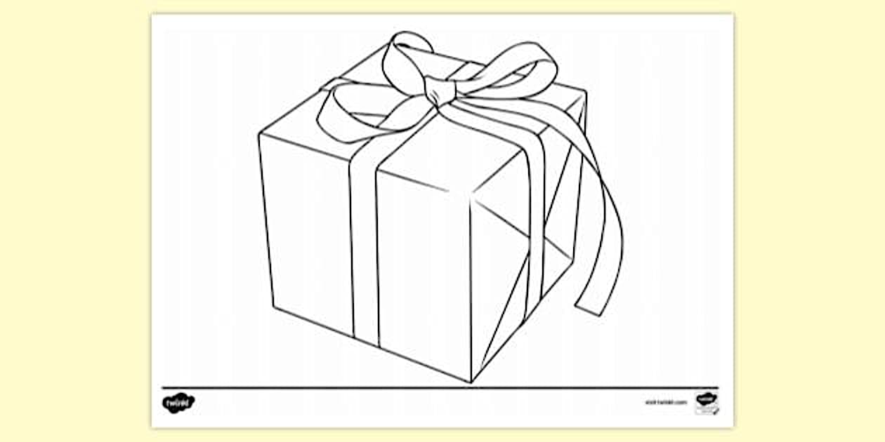 Present Wrapped with a Bow Colouring Sheet | Twinkl - Twinkl