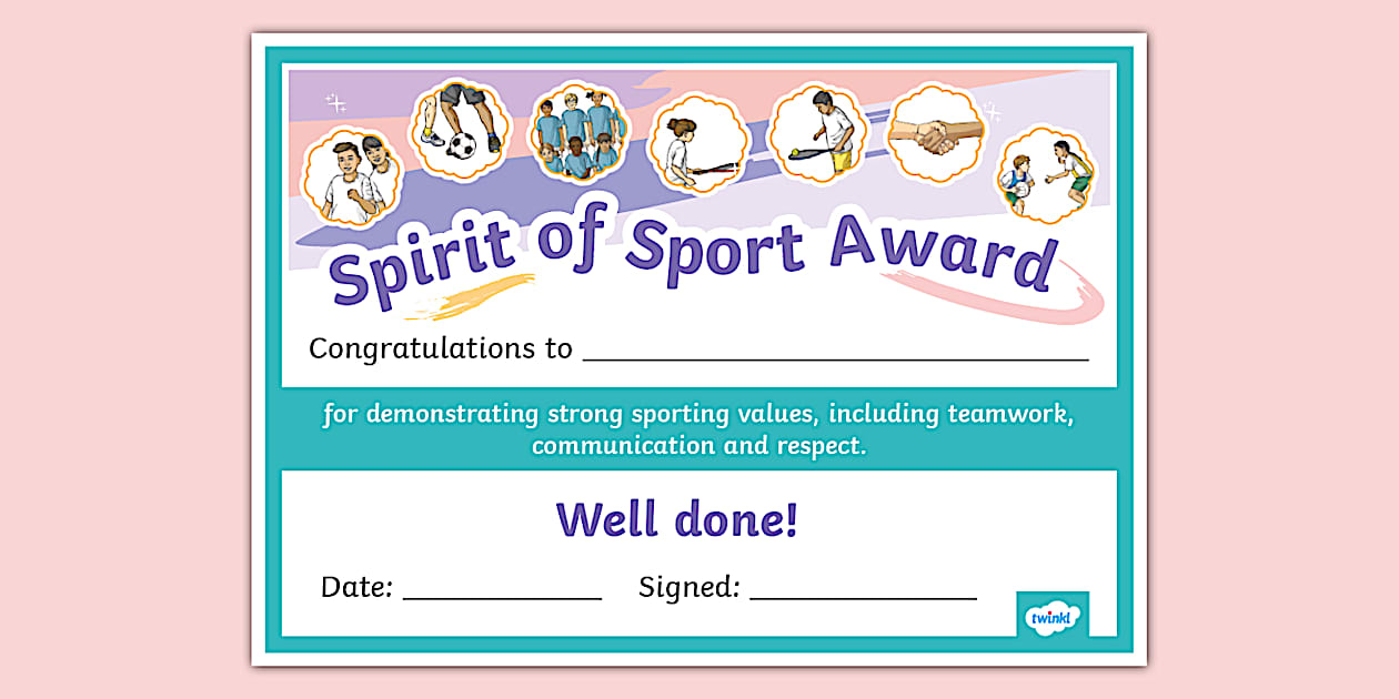Spirit of Sport Award Certificate | Twinkl KS2 | P.E. Sports