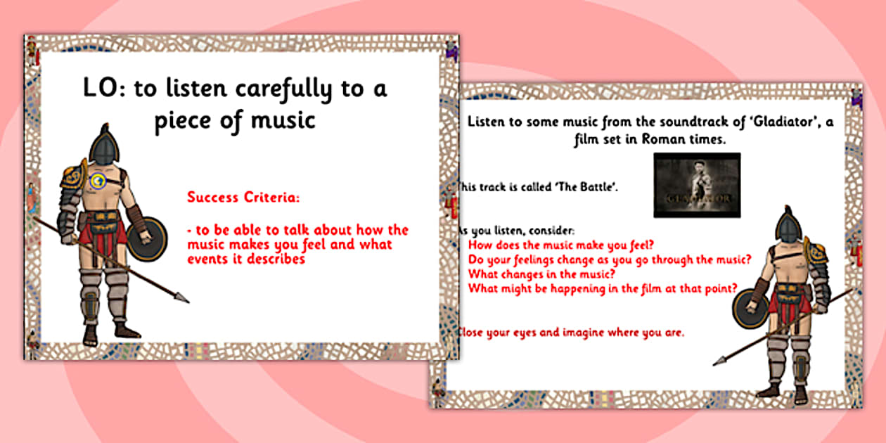 Music from the Gladiator Activity PowerPoint (teacher made)