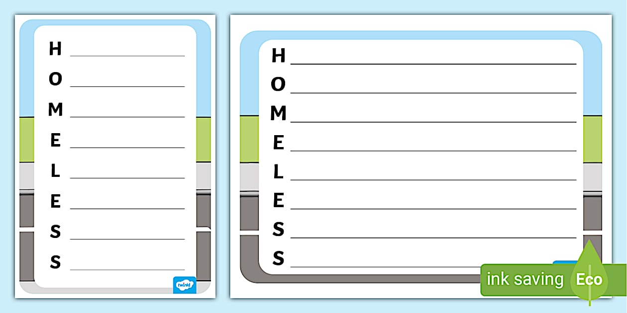 Homeless Acrostic Poem (Teacher-Made) - Twinkl