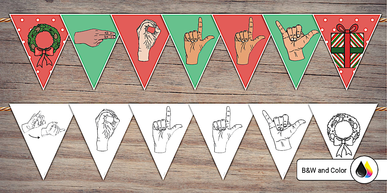 ASL Holly Jolly Bunting (teacher made) - Twinkl