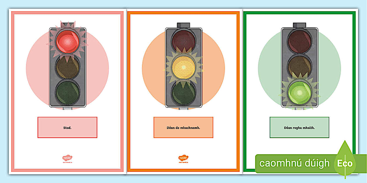 Traffic Light Decision Making Posters Gaeilge Display