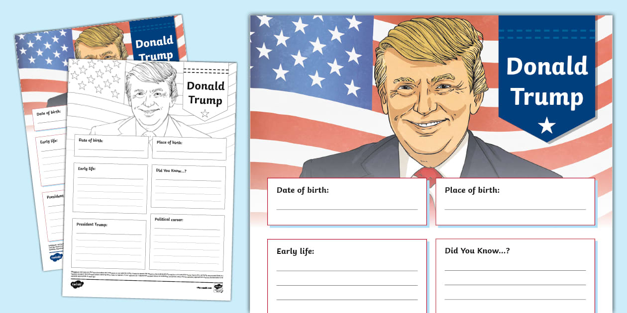 Donald Trump Fact File Template (teacher made) - Twinkl
