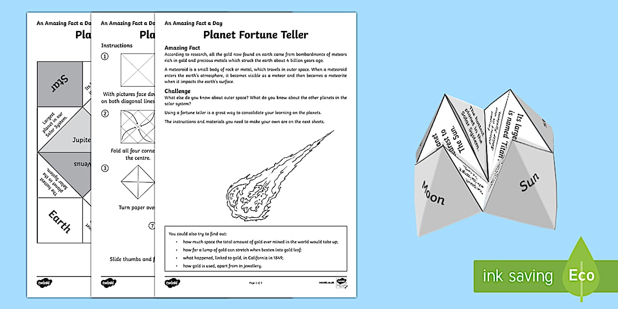 Editable Planet Fortune Teller Worksheet (teacher made)