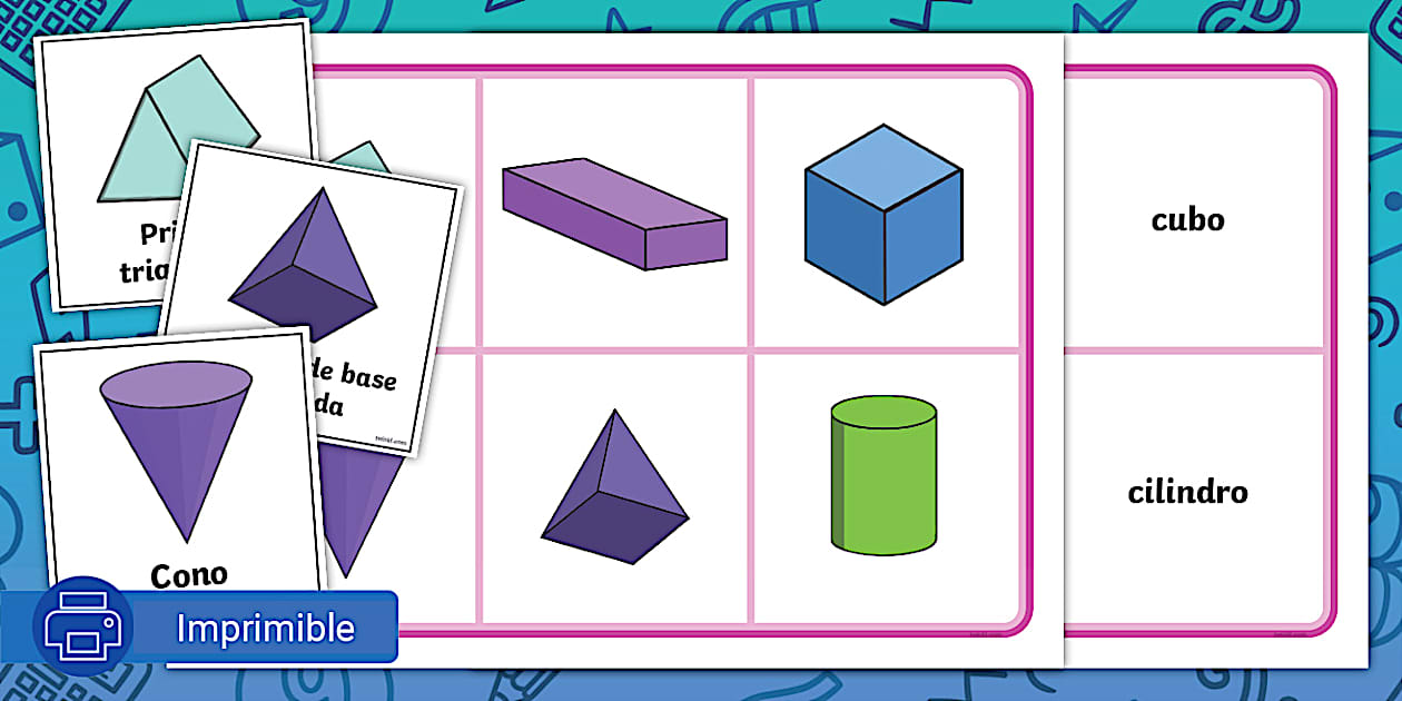 Bingo: propiedades de los cuerpos geométricos 3D - Twinkl