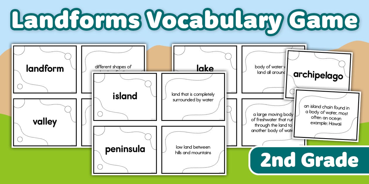 Second Grade Landforms Vocabulary Matching Game
