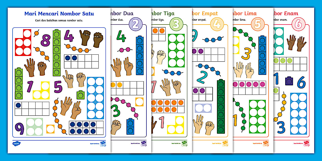 Latihan Matematik Prasekolah - Mari Mencari Nombor 1 hingga 10