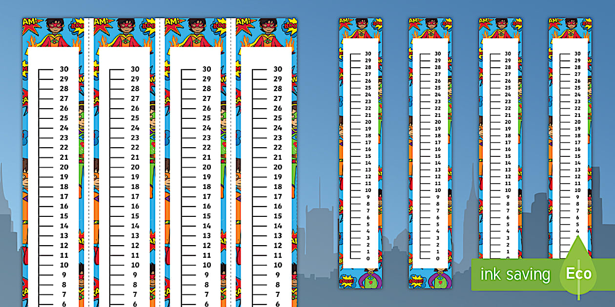 Superhero-Themed 0-30 Vertical Number Line (professor feito)