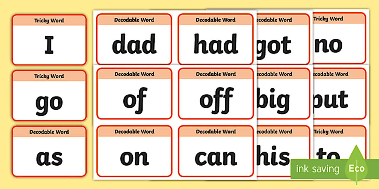 Phase 2 Decodable / Tricky Word Cards - Twinkl