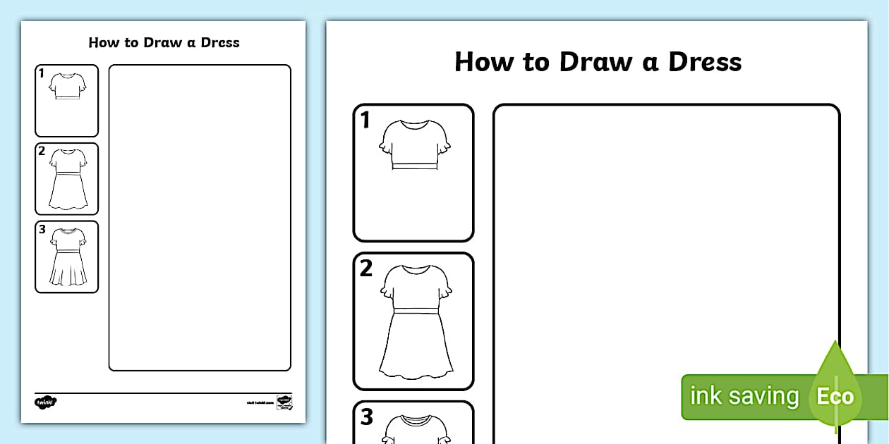 How to Draw a Dress Step by Step for Beginners | Twinkl KS1