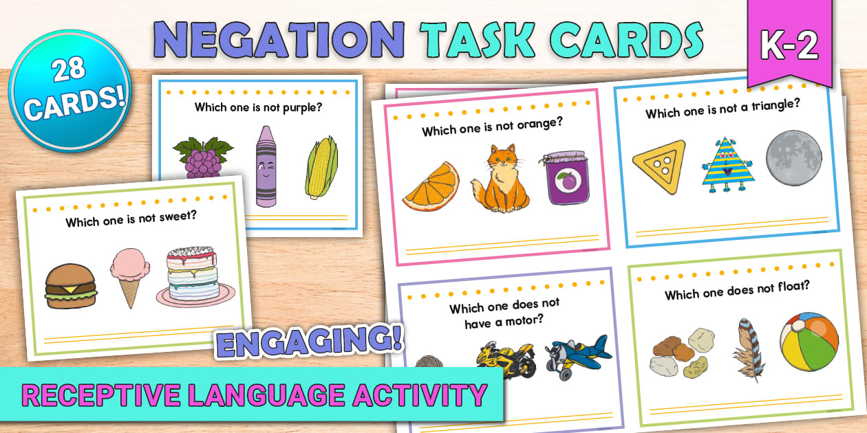 Negation Picture Task Cards for K-2nd Grade (teacher made)