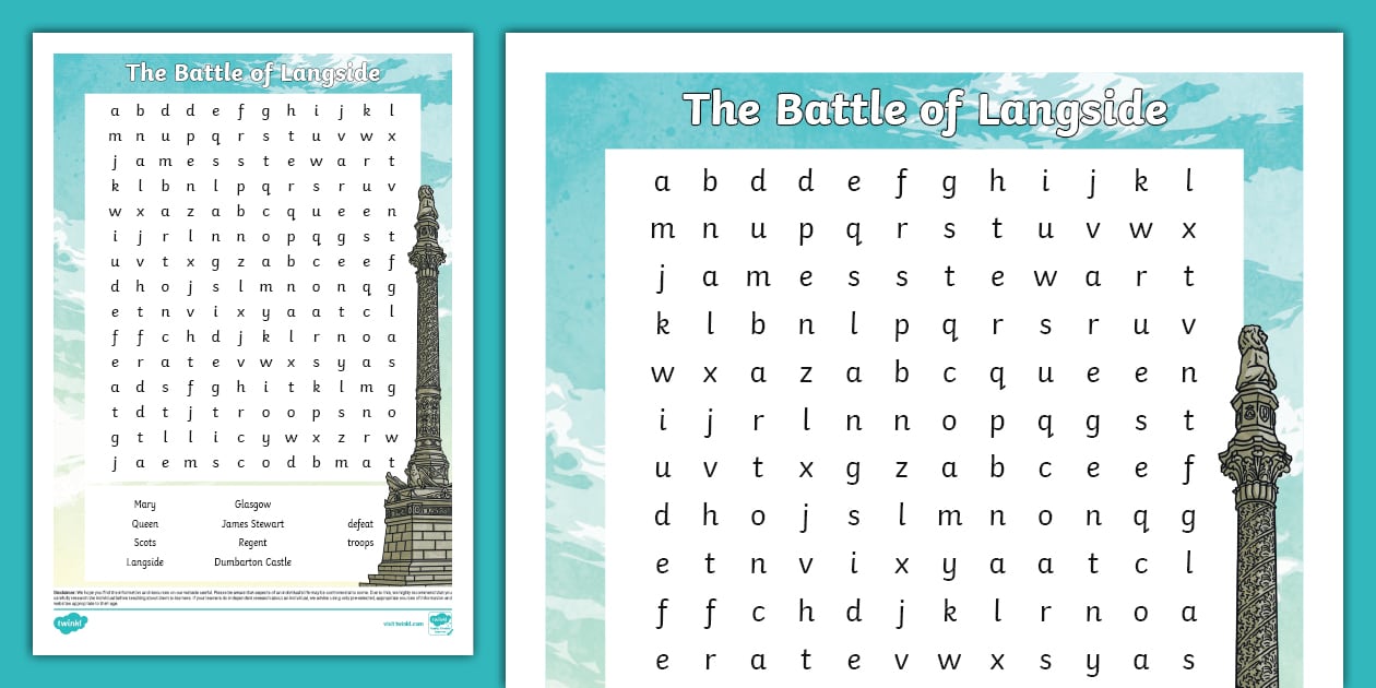 The Battle of Langside Word Search (Teacher-Made) - Twinkl