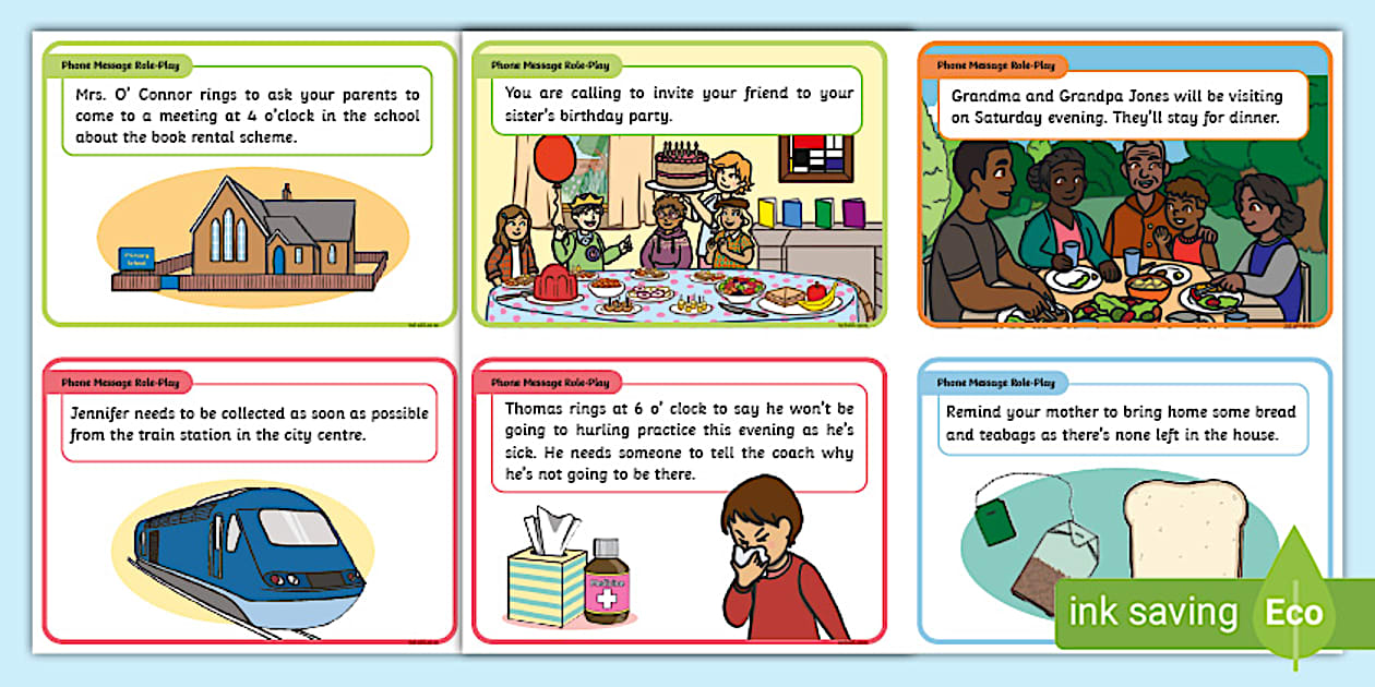 Phone Message Role-Play Challenge Cards (teacher made)