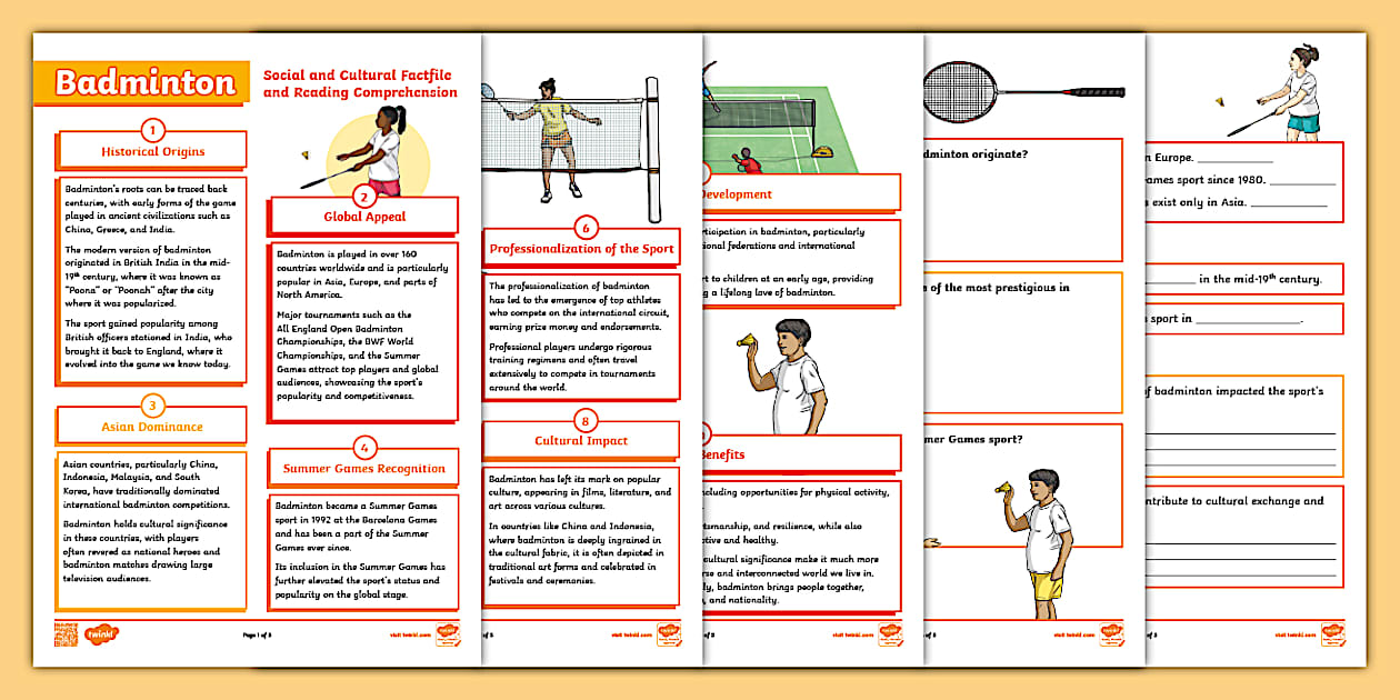 Summer Games - Badminton Social and Cultural Factfile and Reading