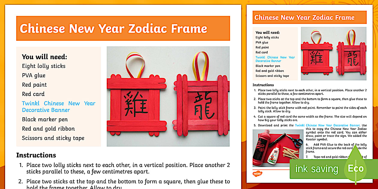 Chinese New Year Zodiac Frame Craft Instructions - Twinkl