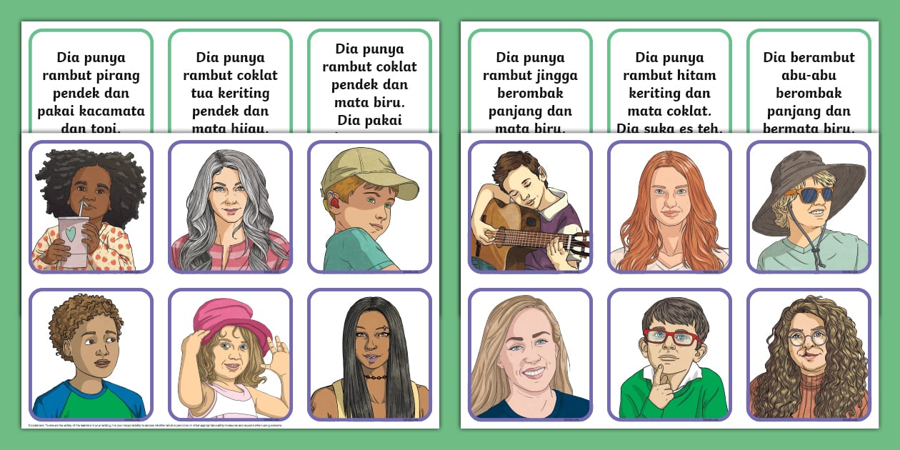 Describing People Matching Cards - Indonesian (teacher made)