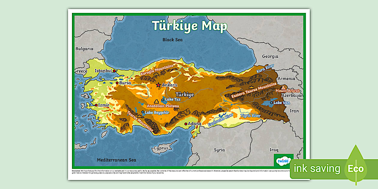 KS2 Türkiye Display Map - Twinkl - Geography