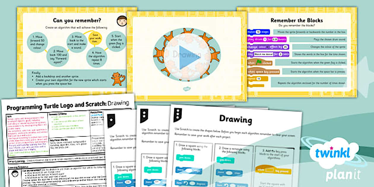 Computing: Programming Turtle logo and Scratch: Drawing Year 3 Lesson Pack 4