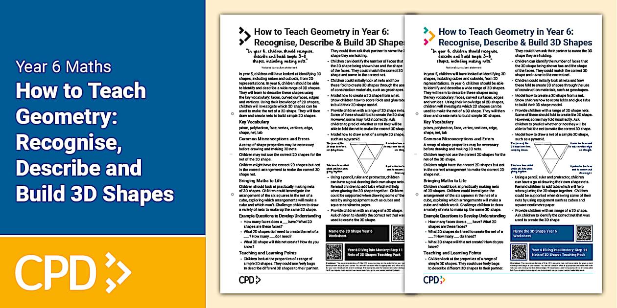 How to Teach Geometry in Year 6: Recognise, Describe and Build 3D Shapes