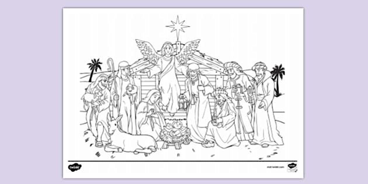 Advent Christmas Scene Colouring Sheet | Colouring Sheets