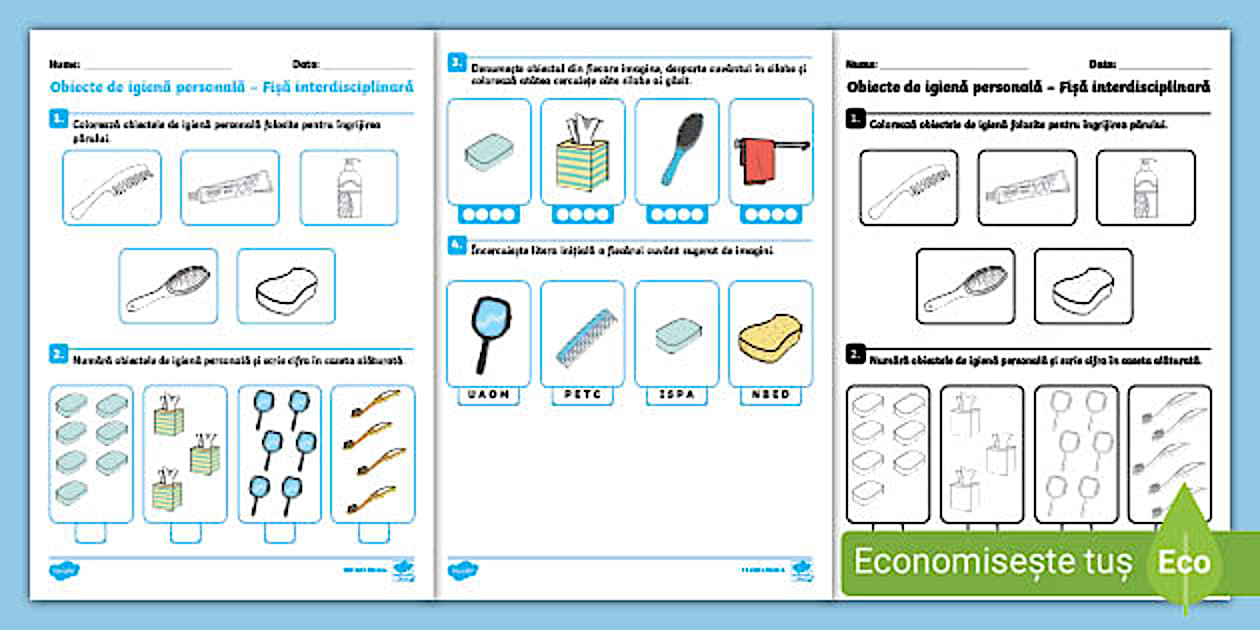 Fișă de lucru igienă personală - clasa pregătitoare | Twinkl