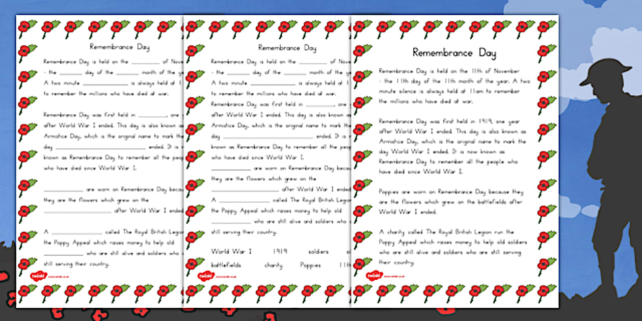 Remembrance Day Quiz Sheet (teacher made) - Twinkl