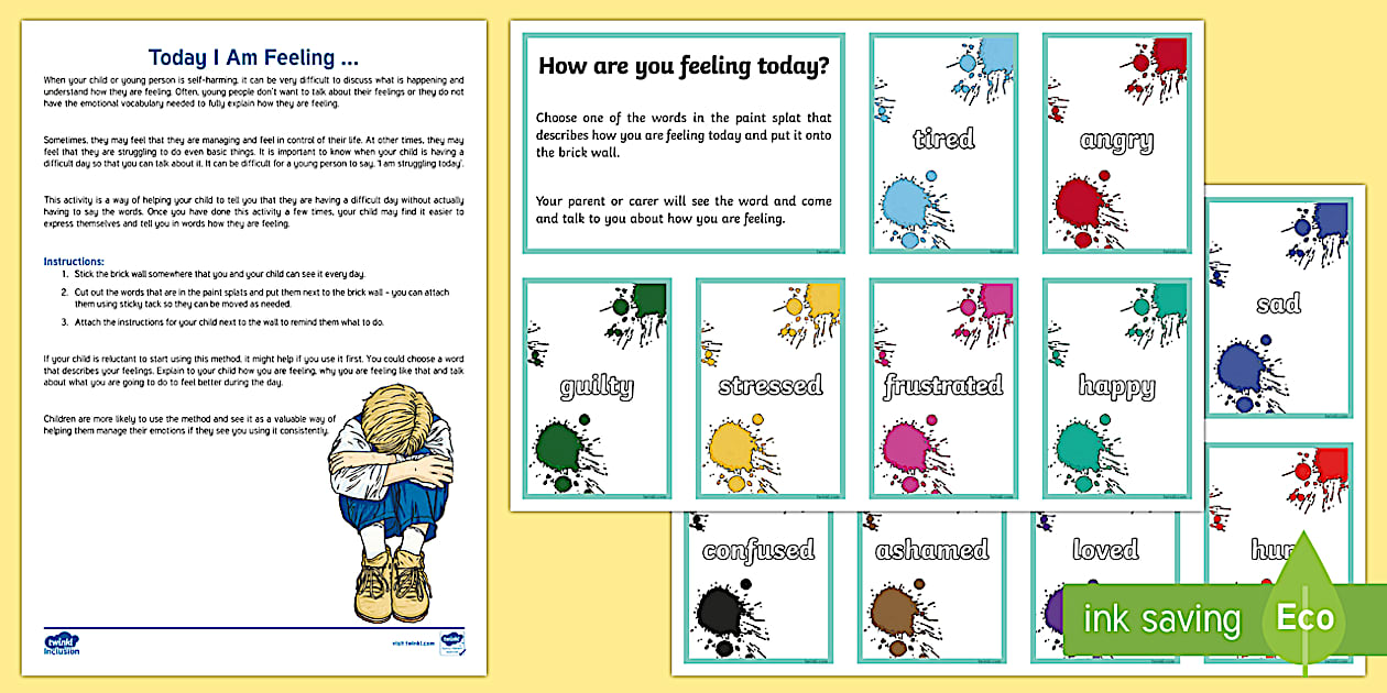 Today I Am Feeling Activity Sheet for Children - Twinkl
