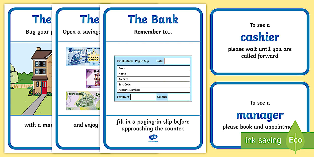 Scottish Bank Role Play Posters (teacher made) - Twinkl
