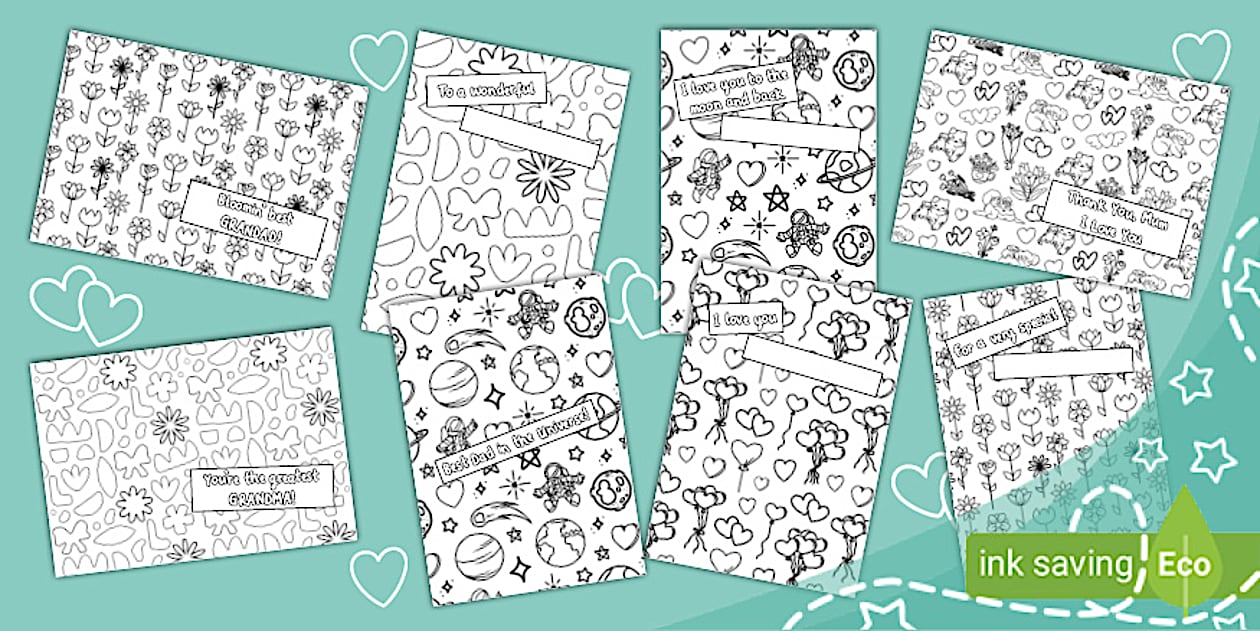 Colour-In Cards for Family Members