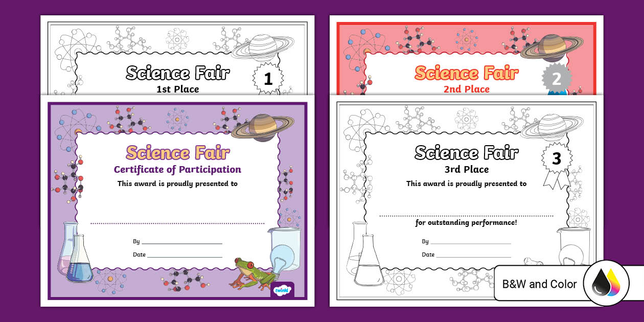 Science Fair Awards Certificates
