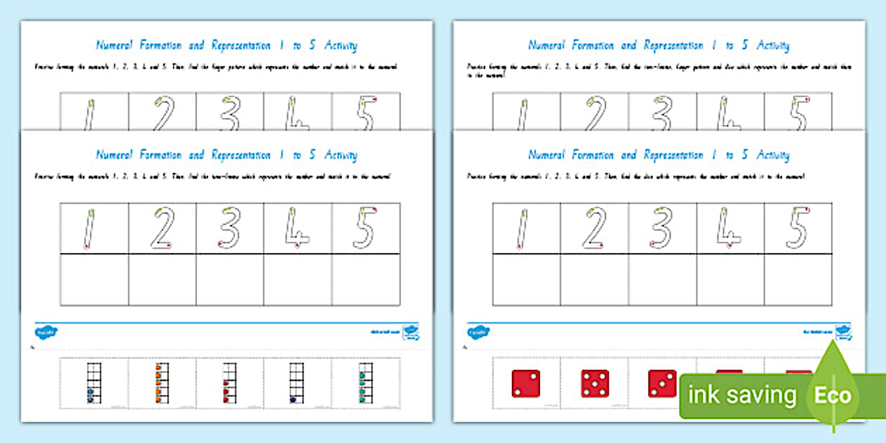 NZ Number Formation and Representation 1 to 5 Activity