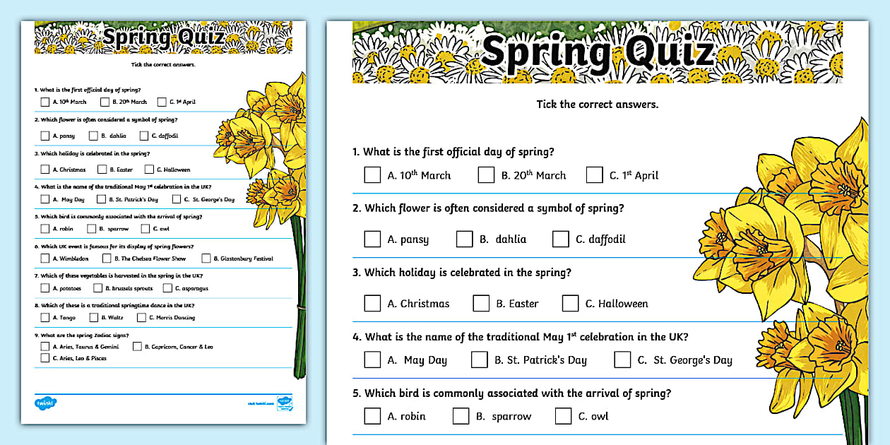 Spring General Knowledge Quiz (teacher made) - Twinkl